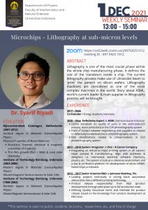 Microchips – Lithography at sub-micron levels Department of Physics