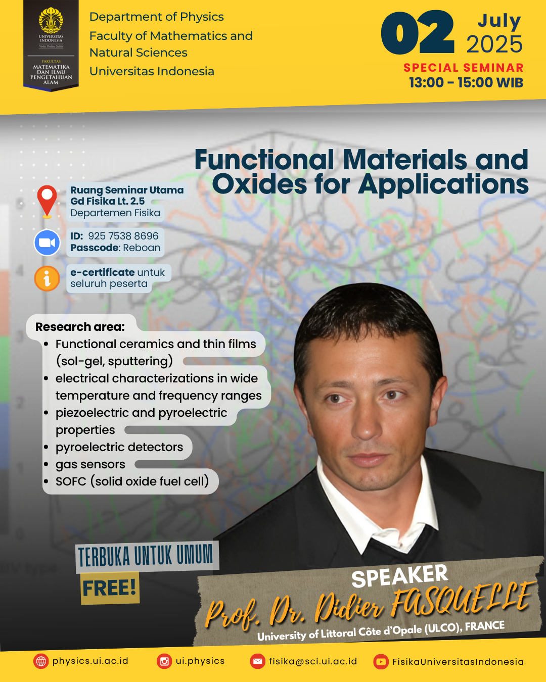 Functional Materials and Oxides for Applications Department of Physics